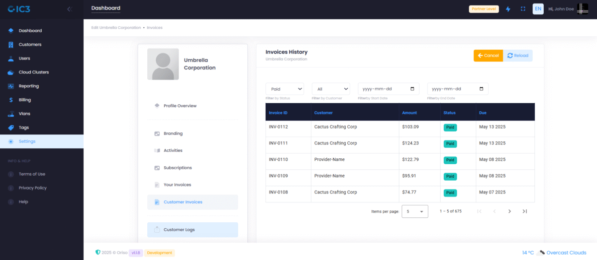IC3 - Cloud Management Platform - Oriso